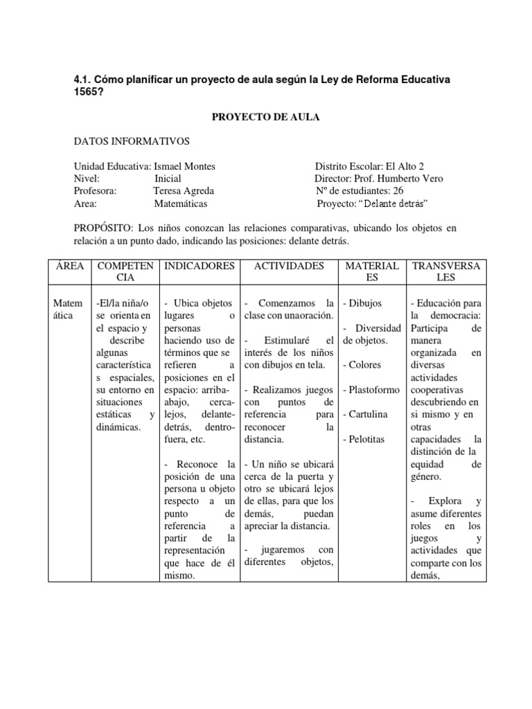 Trabajo Final Modelo Plan de Aula | PDF