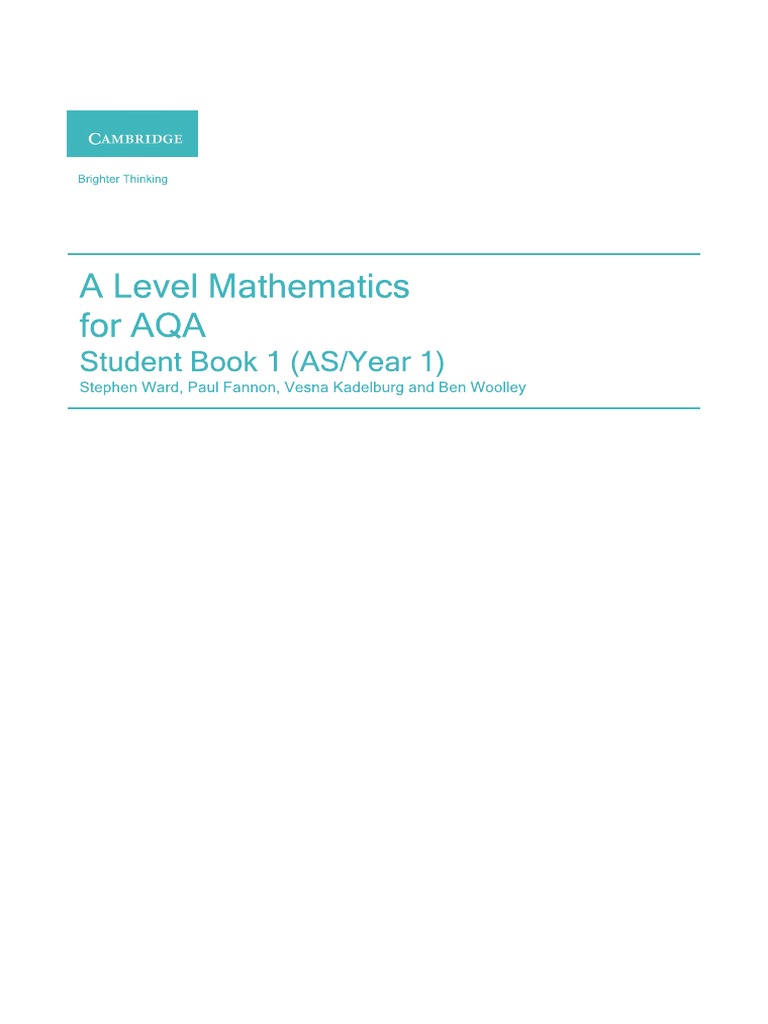 Stephen Ward, Paul Fannon - A Level Mathematics For AQA Student Book 1 ...