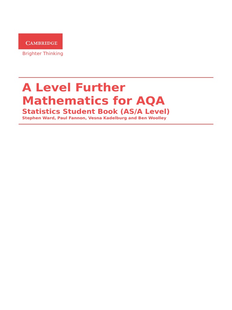 A Level Further Mathematics For AQA | PDF | Variance | Probability ...