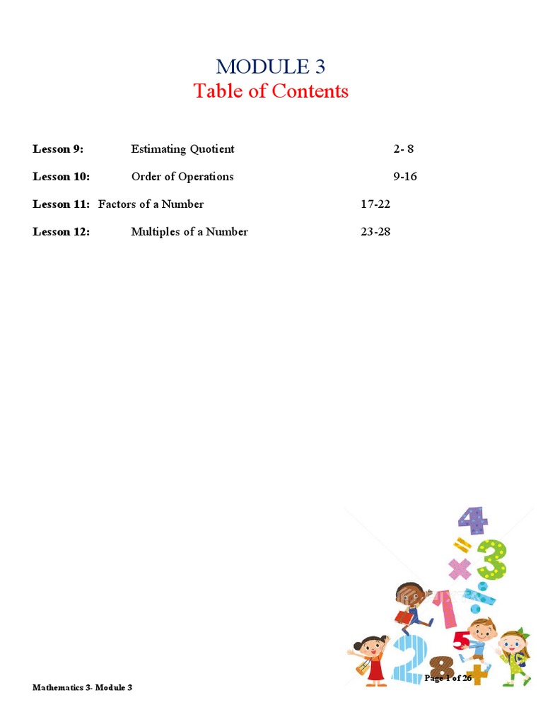 Module 3 Math 3 | Download Free PDF | Division (Mathematics) | Multiplication