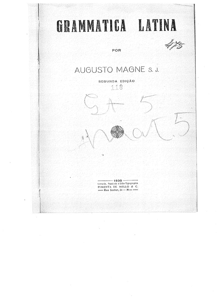 Augusto Magne, Gramática Do Latim Romano | PDF