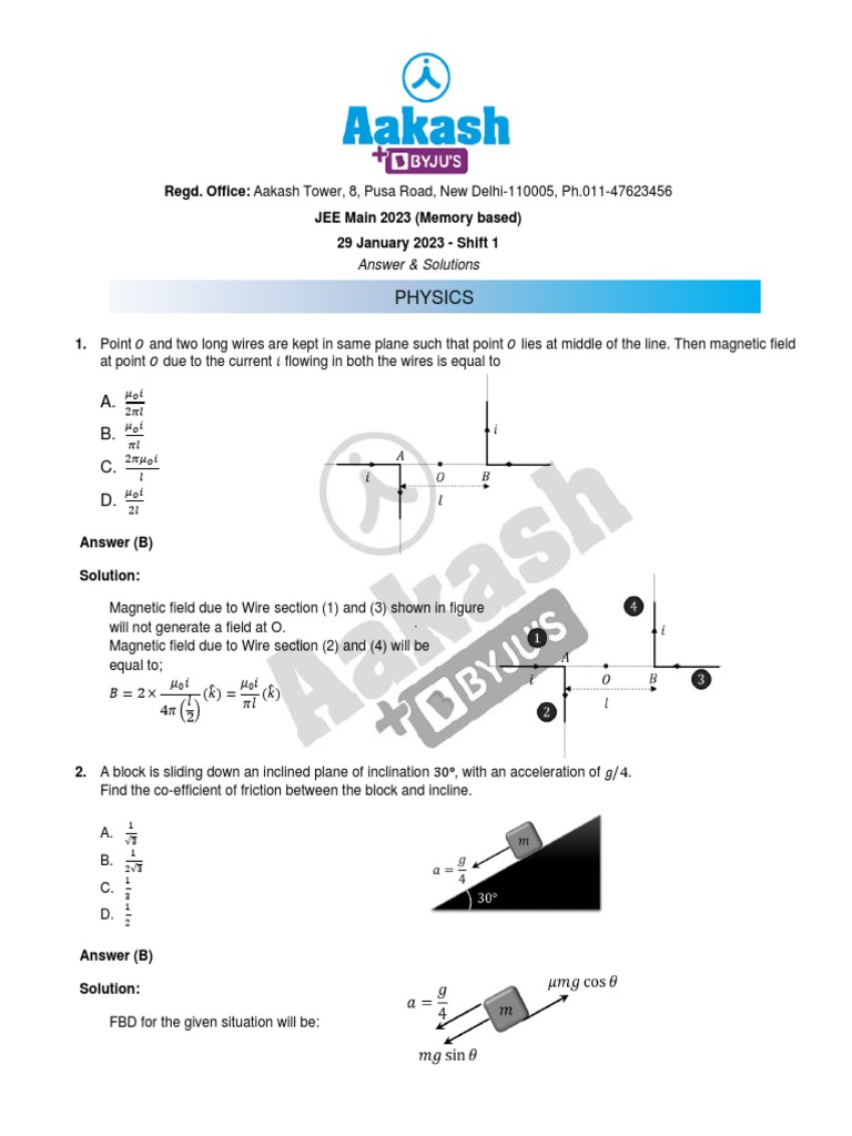 JEE Main 2023 29th Jan Shift 1 QP | PDF | Ion | Chemistry