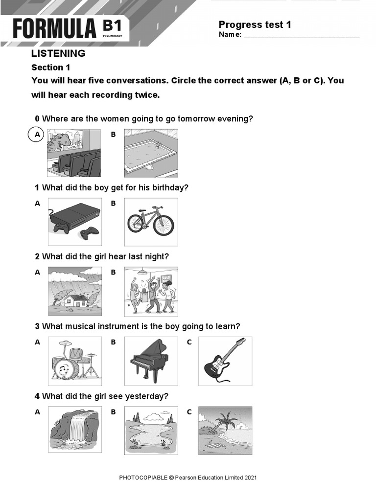 Formula B1 Progress Test 1 DF | PDF