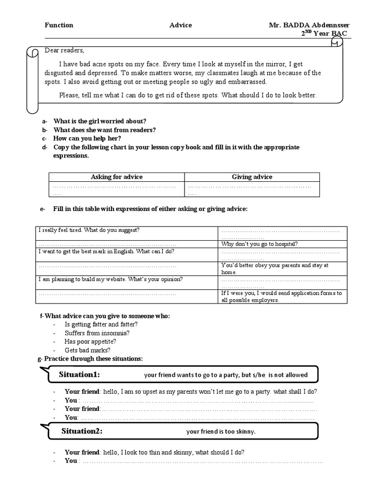 Asking and Giving Advice CLT Communicative Language Teaching Resources ...