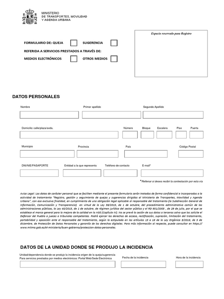 Formulario Quejas y Sugerencias v2-1 | PDF | Privacidad de la ...
