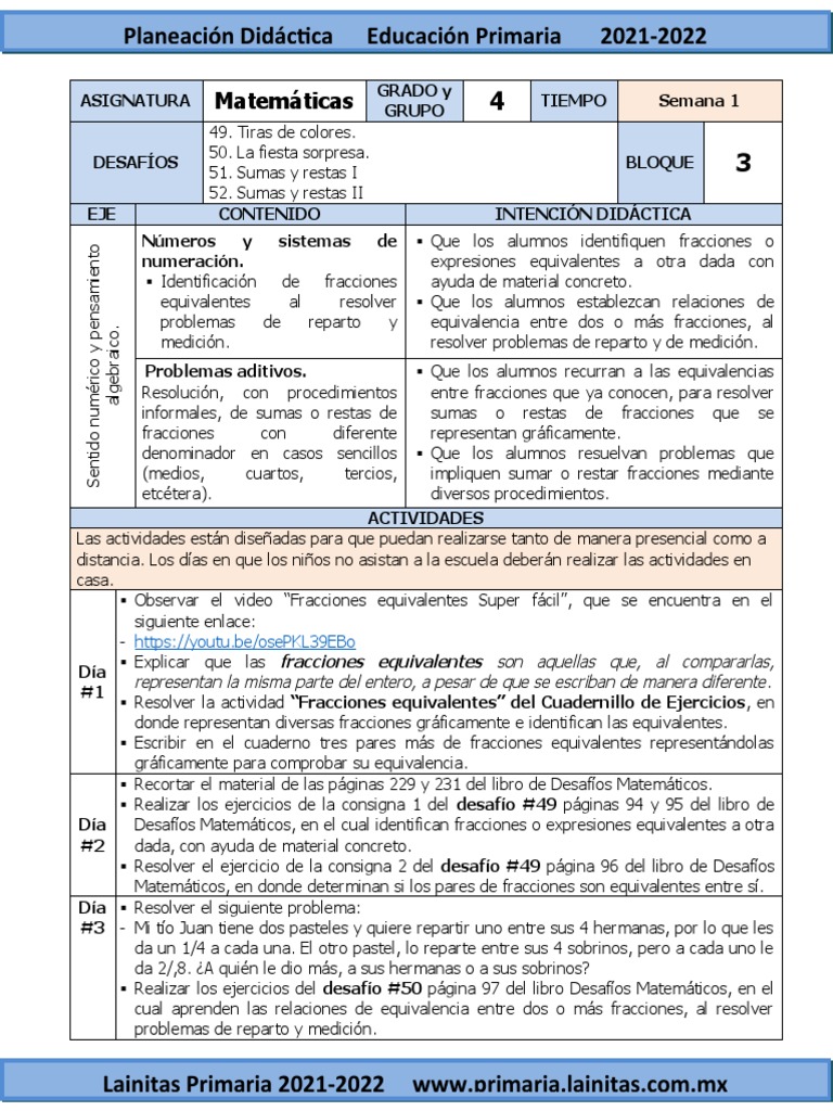 Febrero - 4to Grado Matemáticas (2021-2022) | PDF