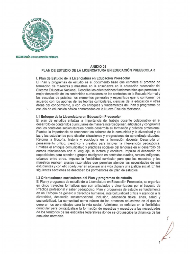 Anexo - 3 - Del - Acuerdo - 16!08!22 Lic - Educ. Preescolar Plan de Estudios 2022 | PDF ...