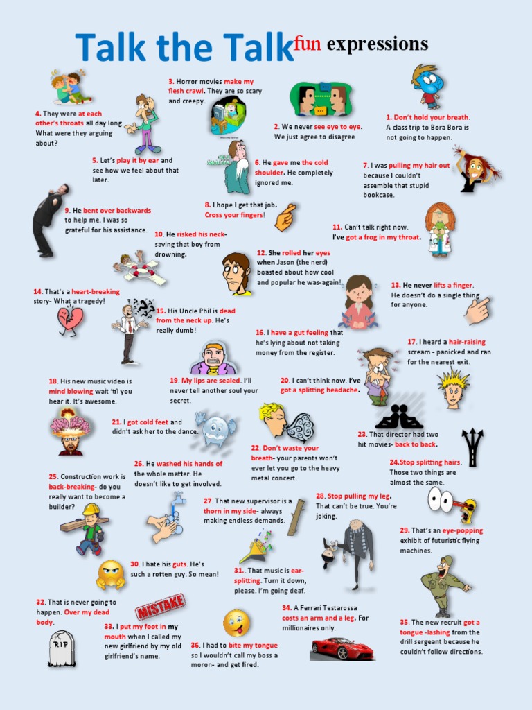 Humorous Expressions With Parts of The Body Classroom Posters ...