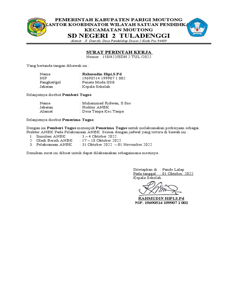 Surat Perintah Kerja Proktor | PDF