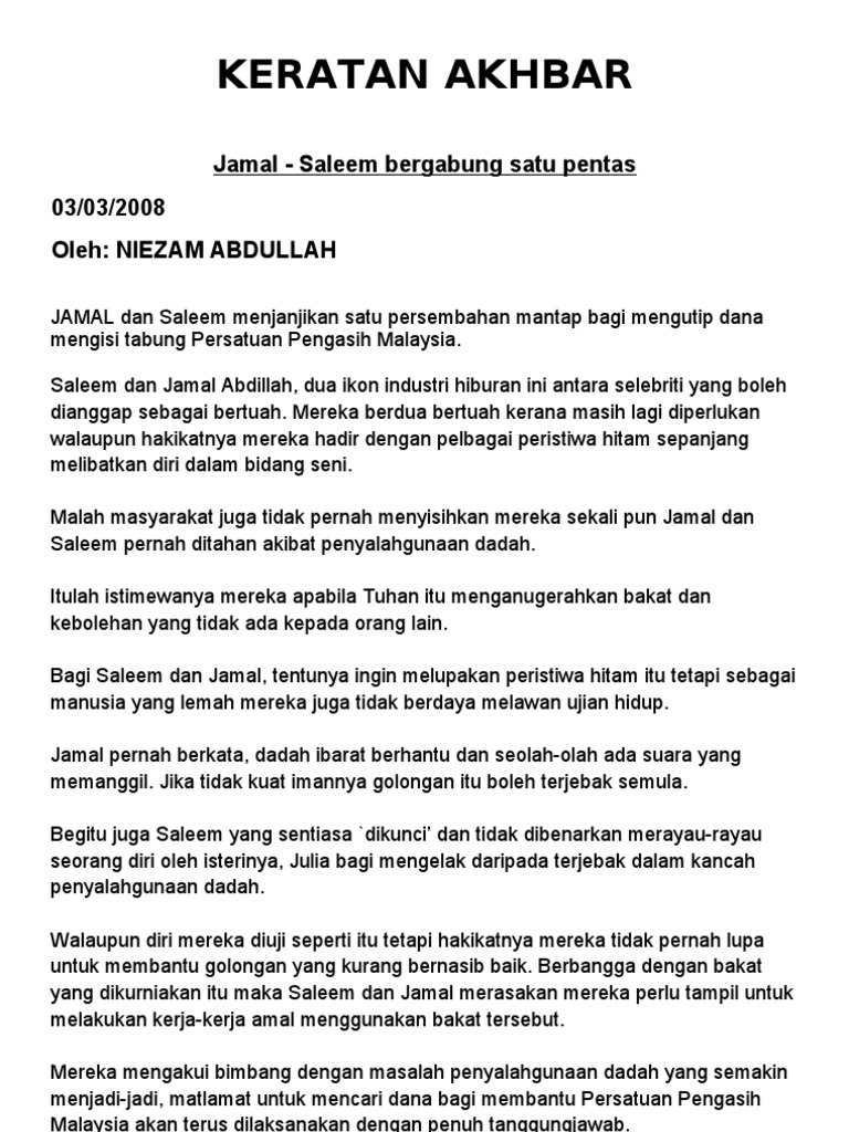 Artikel Keratan Akhbar | PDF