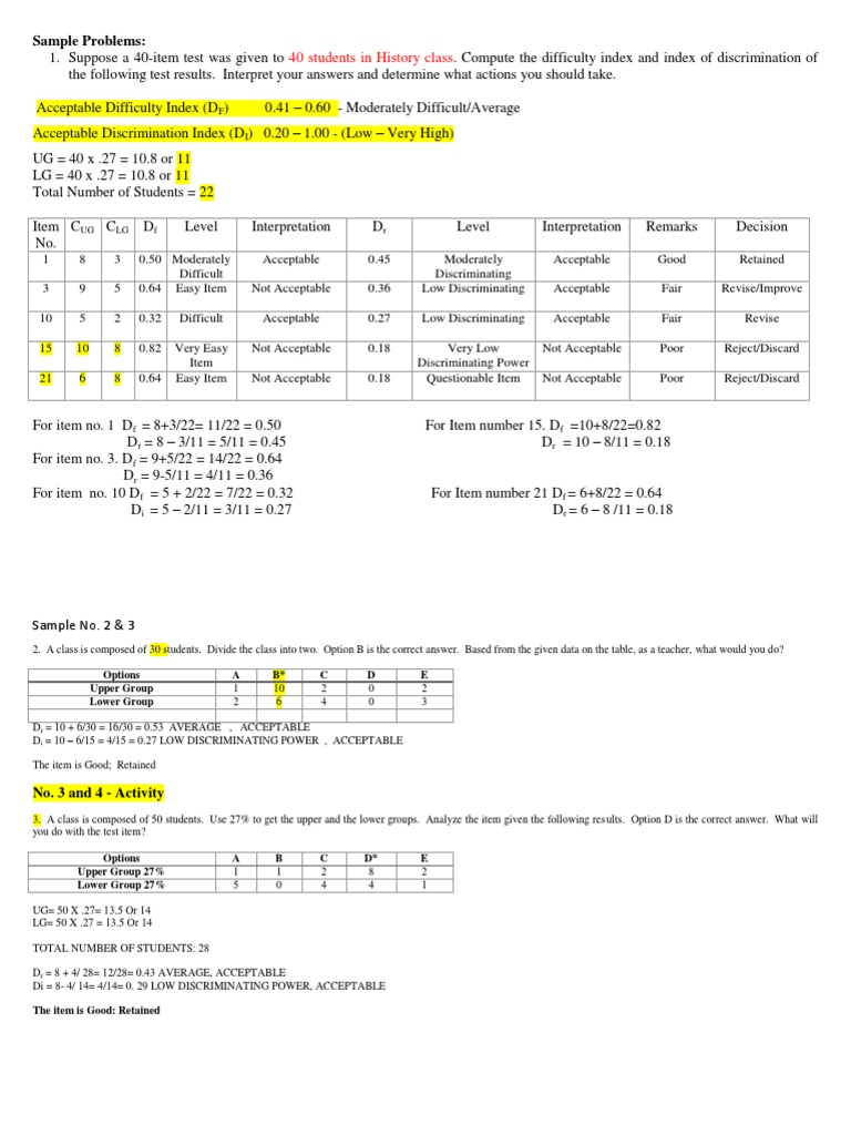 ANGEL NICOLE VALDEZ - Difficulty Index Sample Problem | PDF ...