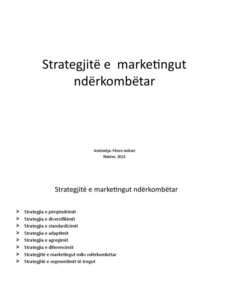 Marketingu Nderkombetar | PDF