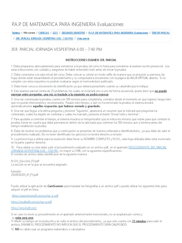 Termario 3er. Parcial Jornada Vespertina 6 - 00 - 7 - 40 P.M. | PDF ...