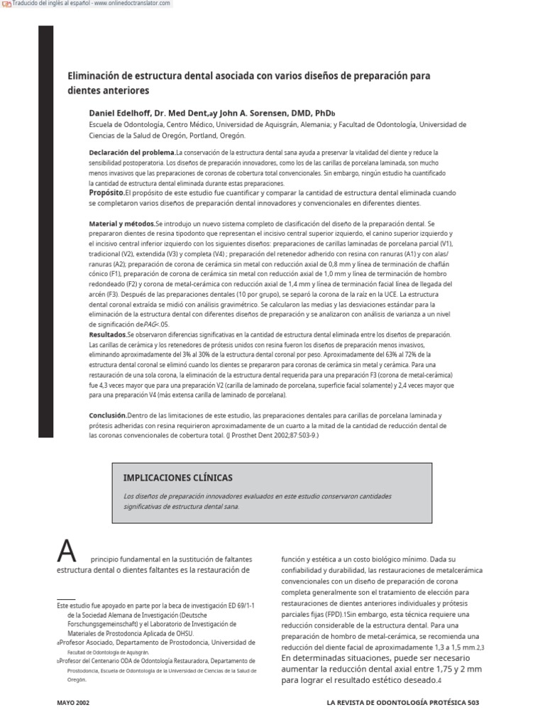 Edelhoff. Prof Hidalgo - En.es | PDF | Dentadura postiza | Odontología