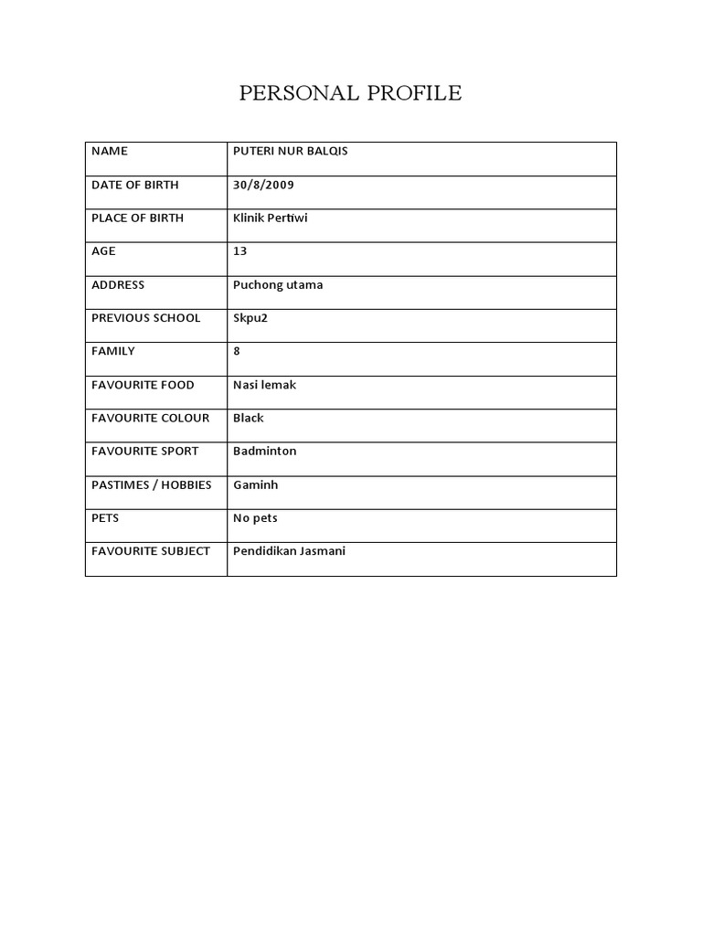 Personal Profile | PDF