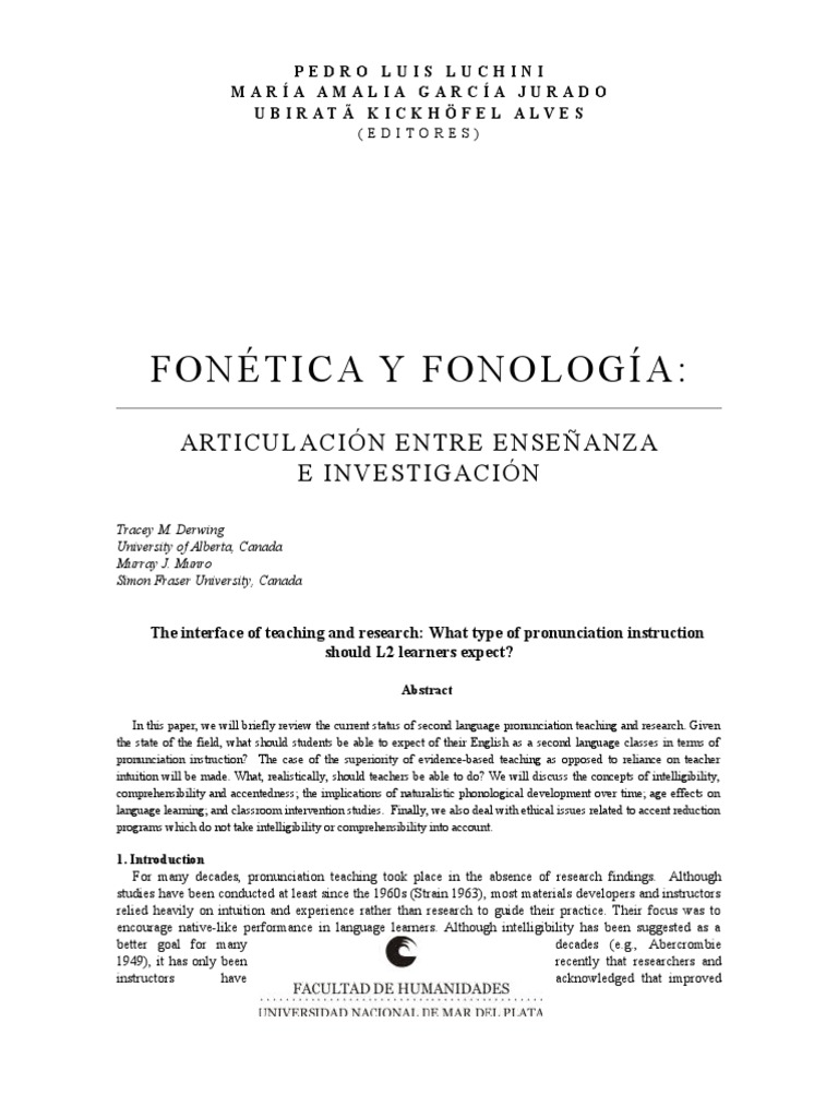 Derwing Munro Libro Jornadas III FyF 2015the Interface of Teaching and ...