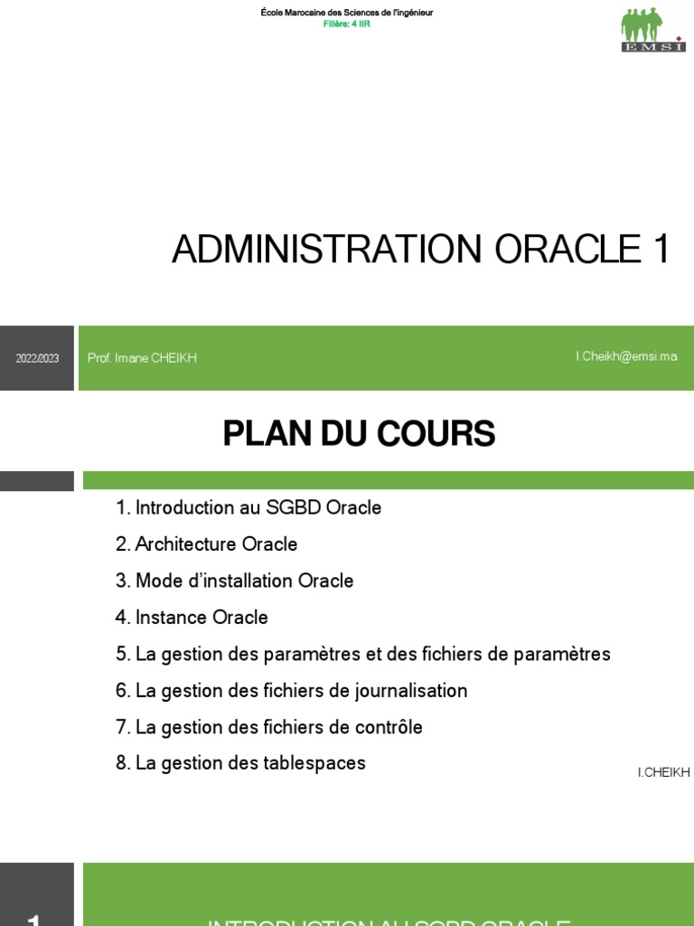 Administration Oracle 1 | PDF | Base de données Oracle | Recherche d'information