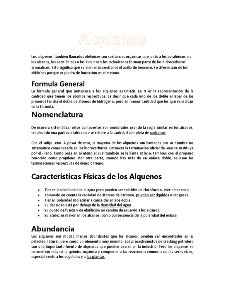 Características y Usos de Alquenos | PDF | Alqueno | Alcano