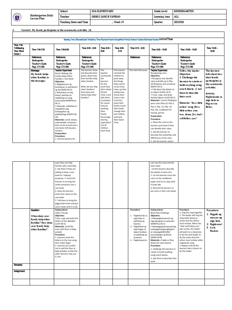 Kindergarten Community Engagement Plan | PDF | Foreign Language Studies