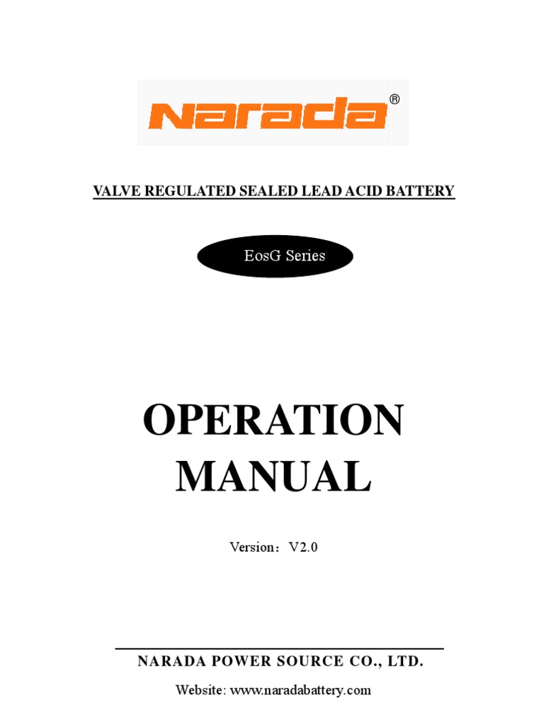 BATTERY Narada Manual | PDF | Battery (Electricity) | Electrical Engineering