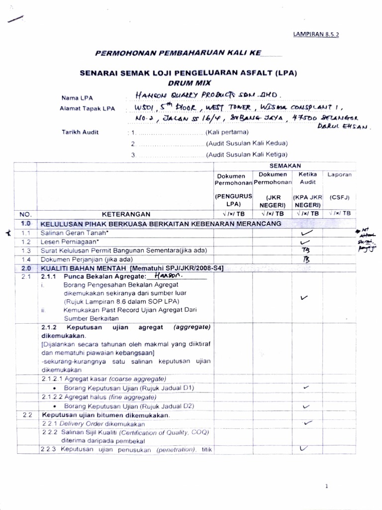 Check List Audit JKR | PDF