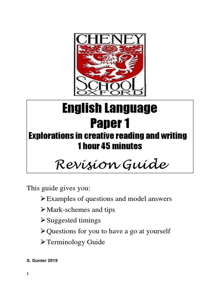 English Language Paper 1 Revision Guide | PDF | Ellipsis | Sentence ...