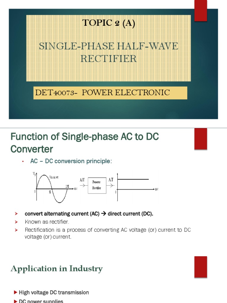 DET40073 Topic 2a | PDF | Rectifier | Direct Current