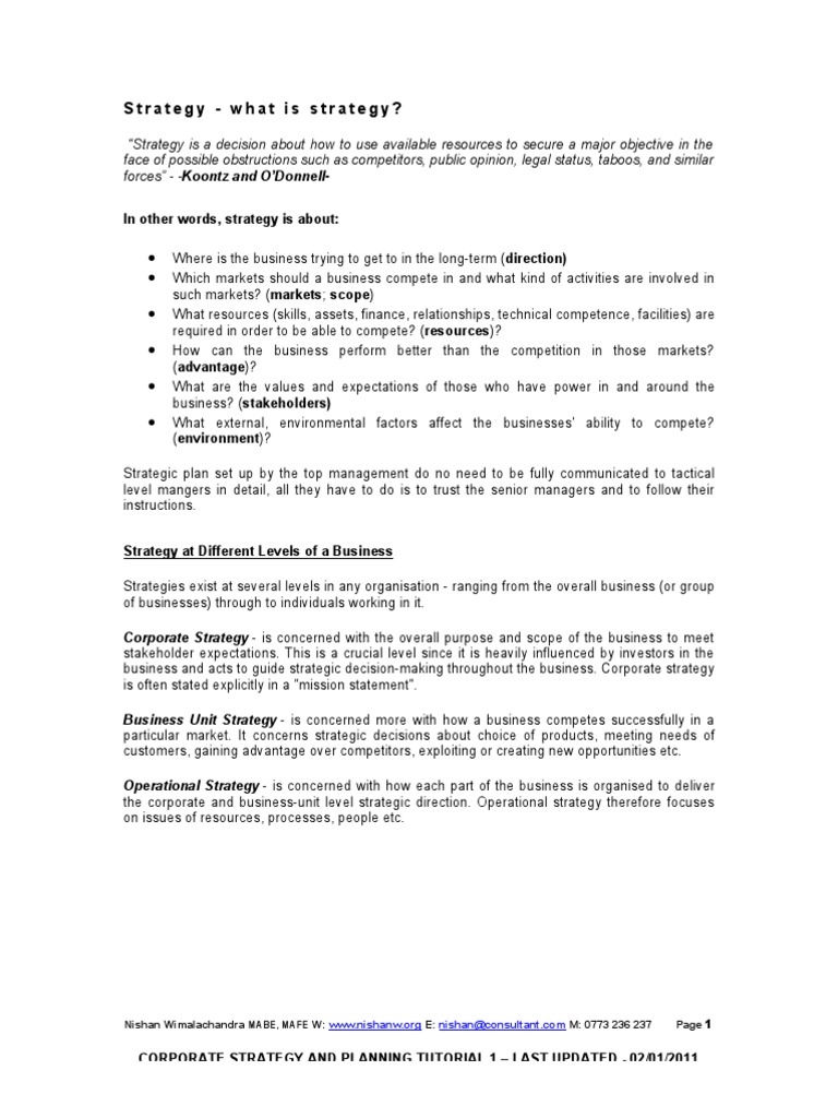 Introduction To Strategy | PDF | Strategic Management | Strategic Planning