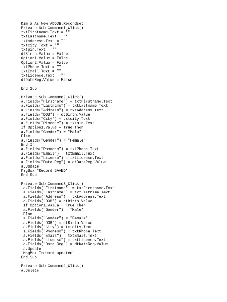 VBScript User Form Record Management | PDF | Teaching Methods & Materials
