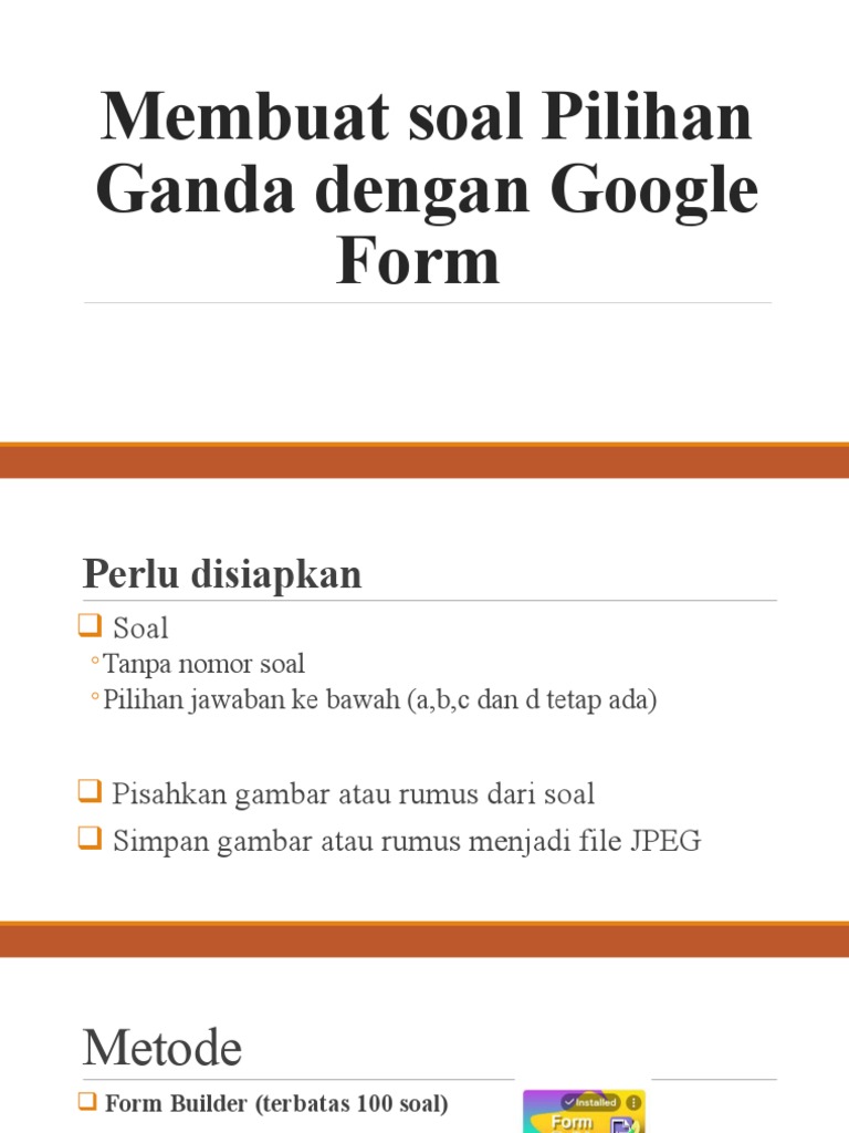 Membuat Soal Pilihan Ganda Dengan Google Form | PDF