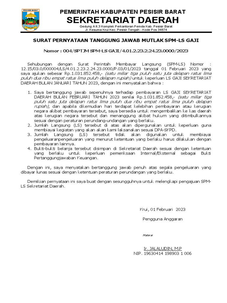 00 SPTJM Dan Surat Pernyataan PPK Februari | PDF