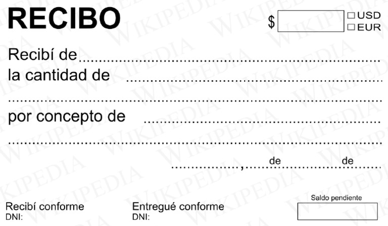 Recibo - Wikipedia, La Enciclopedia Libre | PDF
