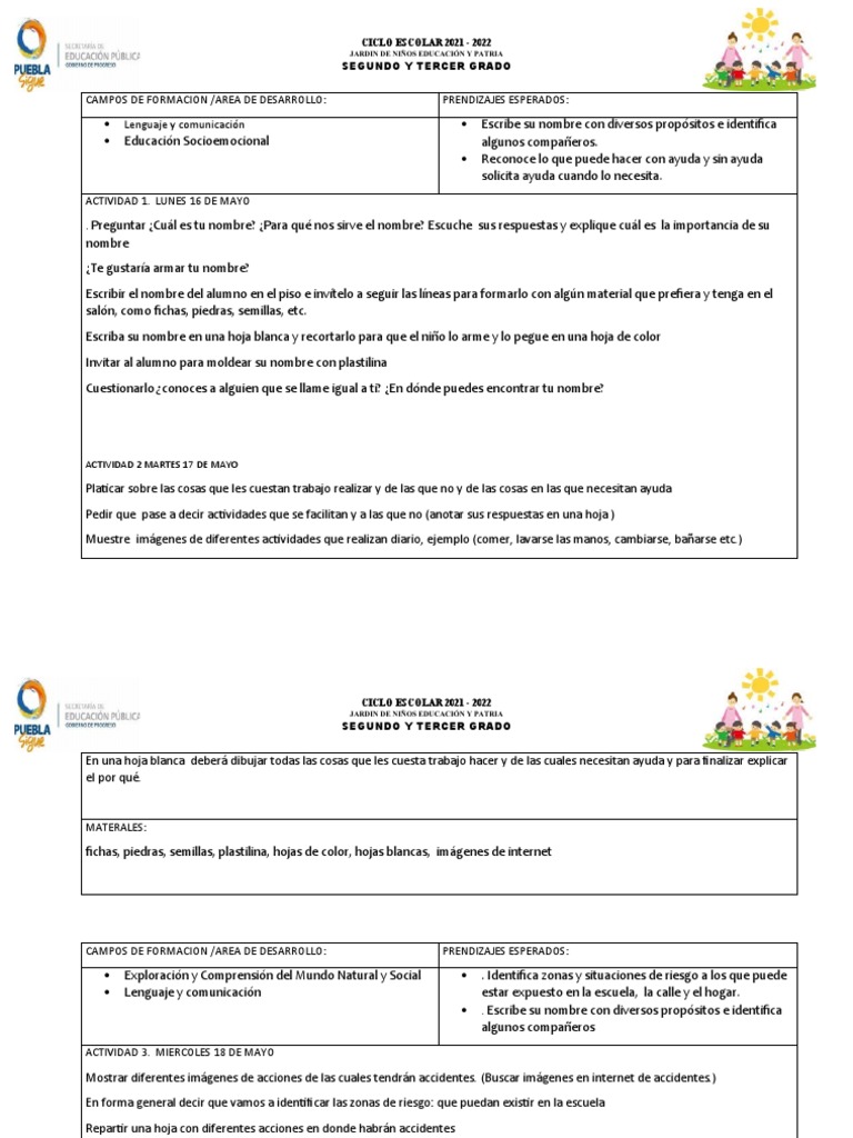 Planeación Preescolar Mayo 2022 | PDF | Educación de la primera infancia