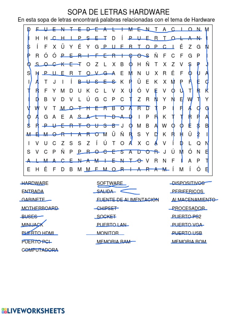 Sopa de Letras Hardware Hecha | PDF