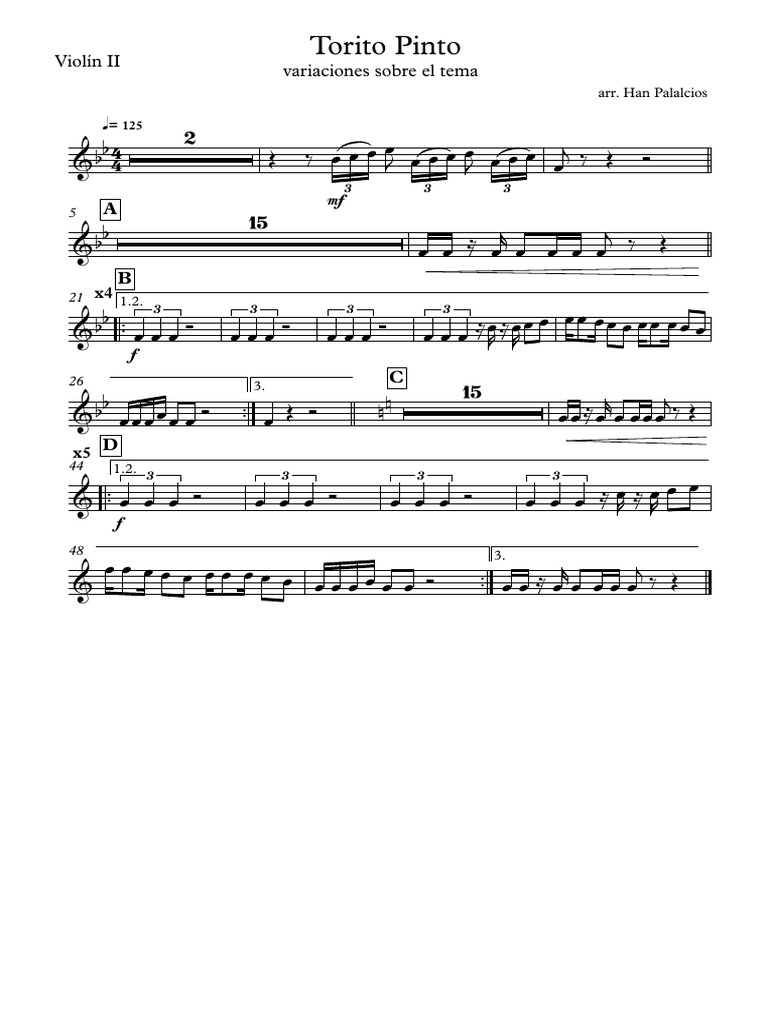 Torito Pinto Variaciones - Violín II | PDF