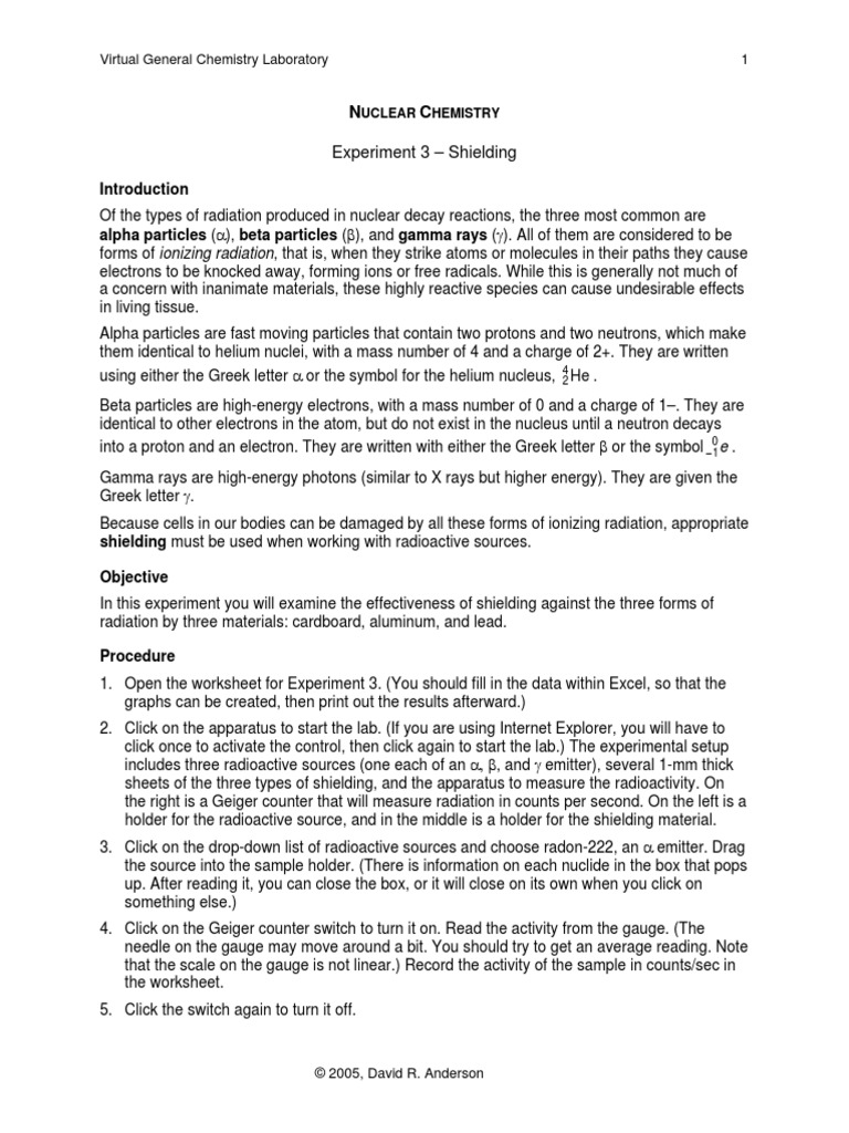 Nuclear Chemistry - Shielding | PDF | Ionizing Radiation | Gamma Ray