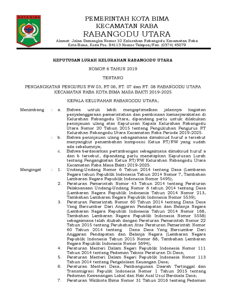 SK Pengangkatan RT Dan RW | PDF