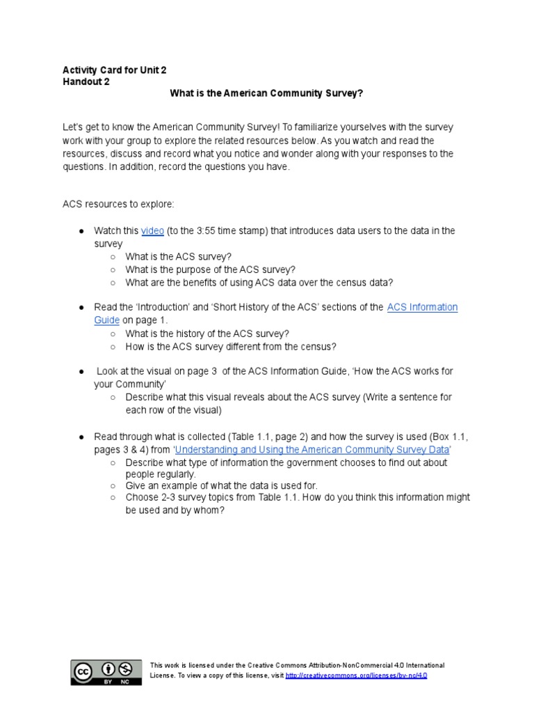 Handout 2 - What Is The American Community Survey | PDF