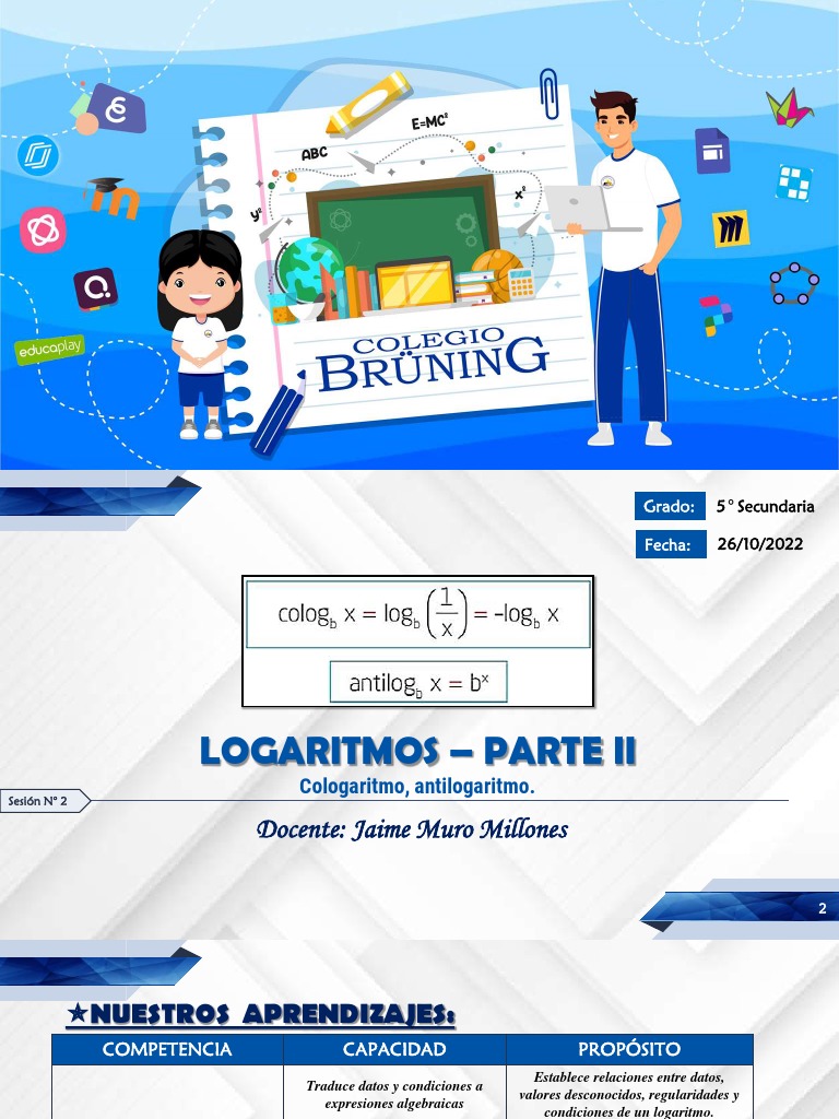 5S S2 IV Bimestre ÁLGEBRA Logaritmos Parte II | Descargar gratis PDF | Logaritmo | Matemáticas