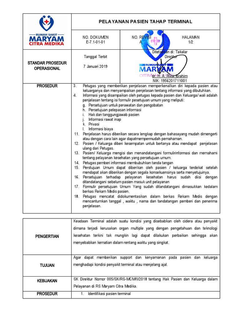 Spo Pelayanan Pasien Tahap Terminal | PDF