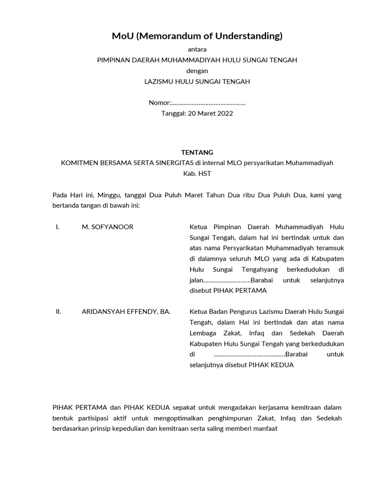 Draft MoU | PDF