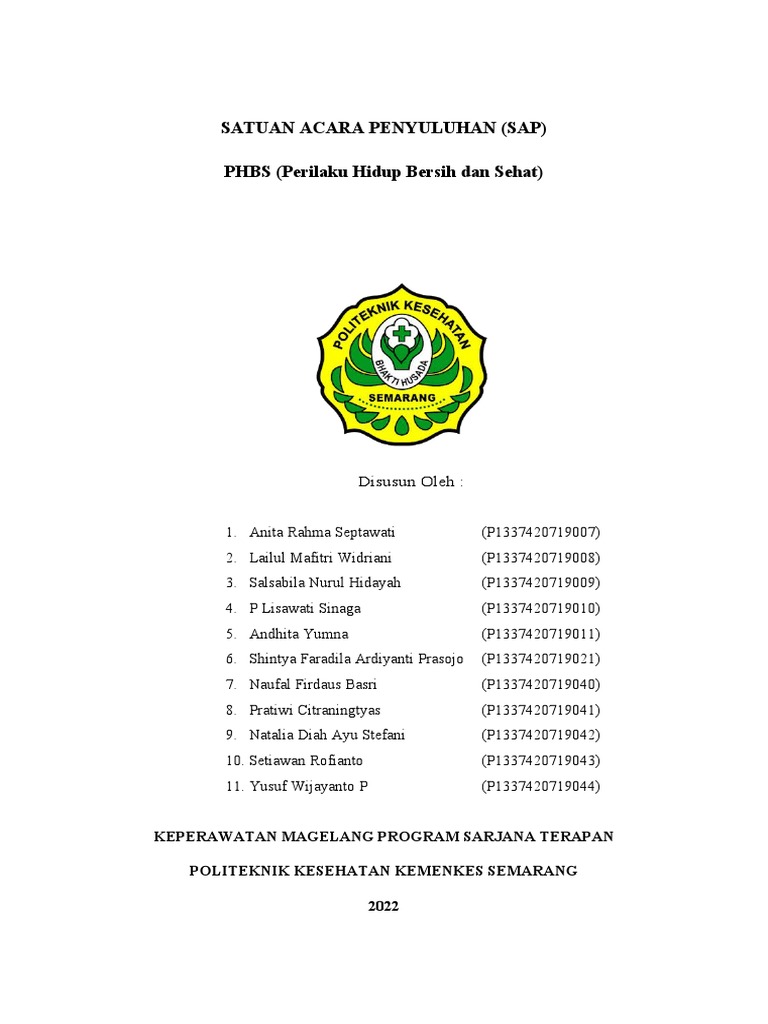 Sap PHBS-1-1 | PDF | Kesehatan Holistik
