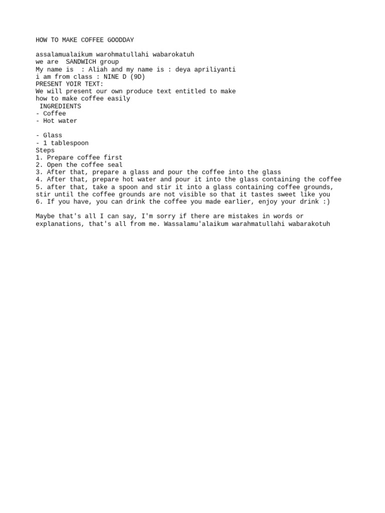 How To Make Coff | PDF