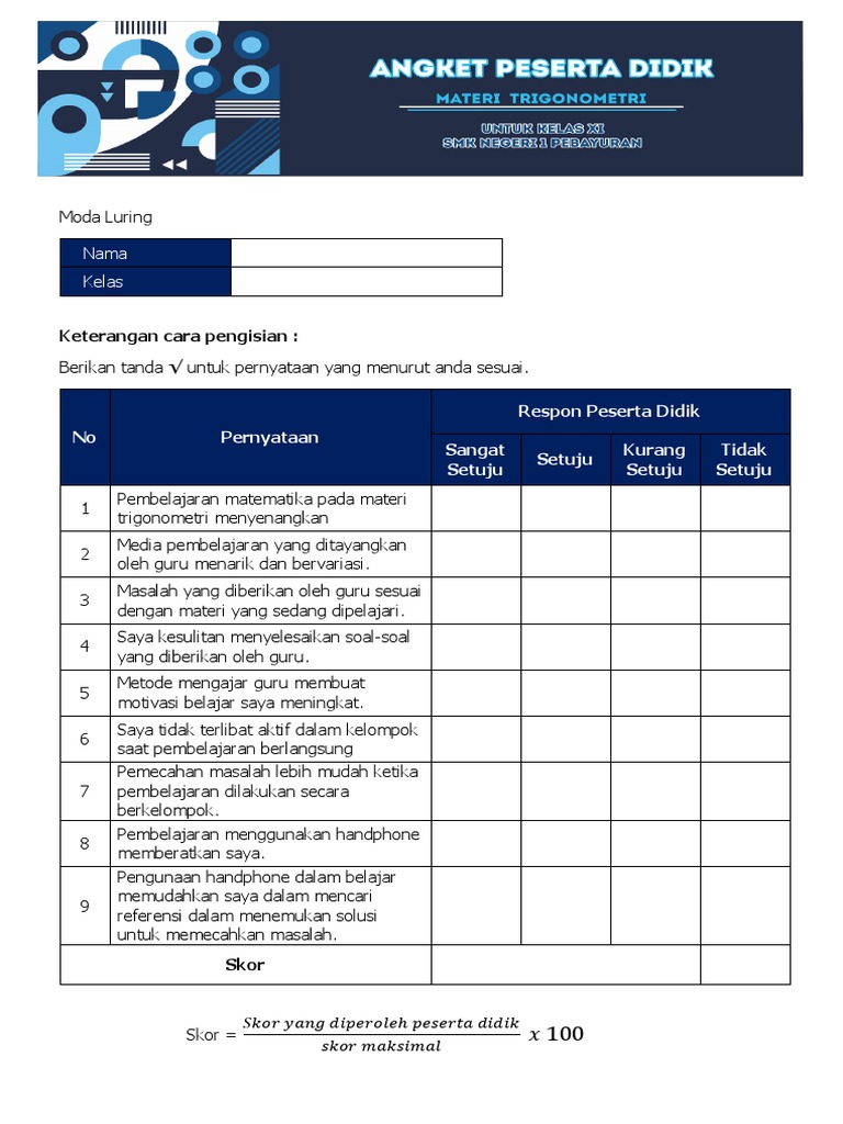 Angket Peserta Didik | PDF