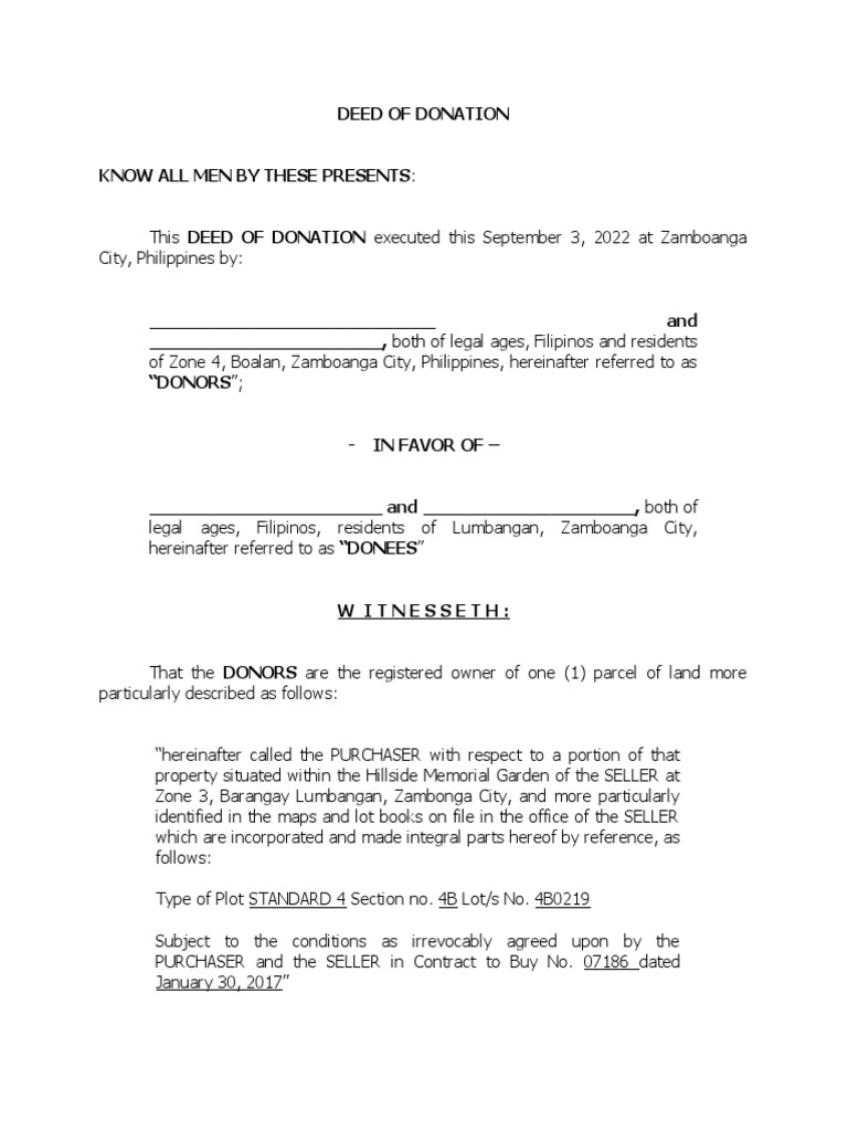 Deed of Donation | Download Free PDF | Land Lot | Environmental Law