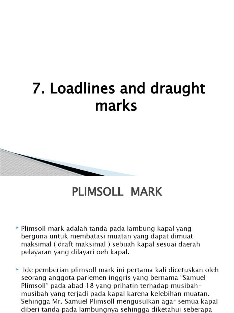 Bab 7 - Loadline and Draft Marks | PDF