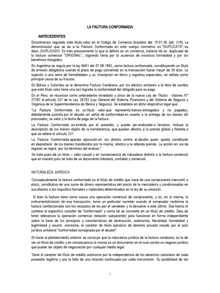 Factura Conformada: Definición y Uso | PDF | Pagos | Instrumento negociable