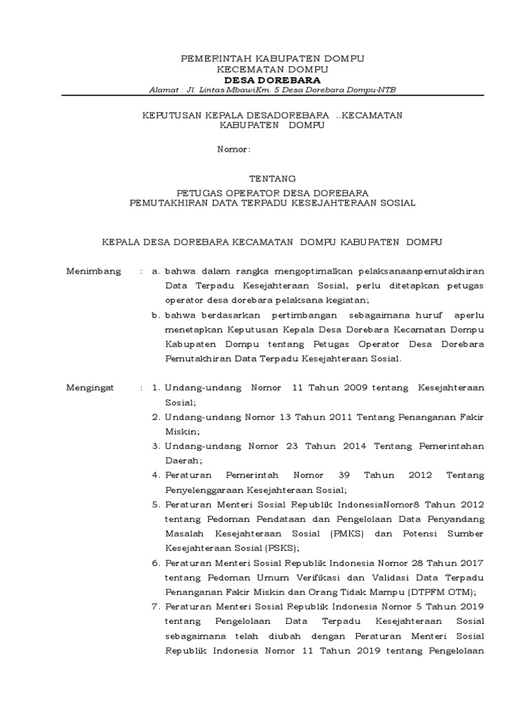 SK Petugas Pemutakhiran Dtks Desa Terbaru | PDF SK Petugas Pemutakhiran Dtks Desa Terbaru | PDF