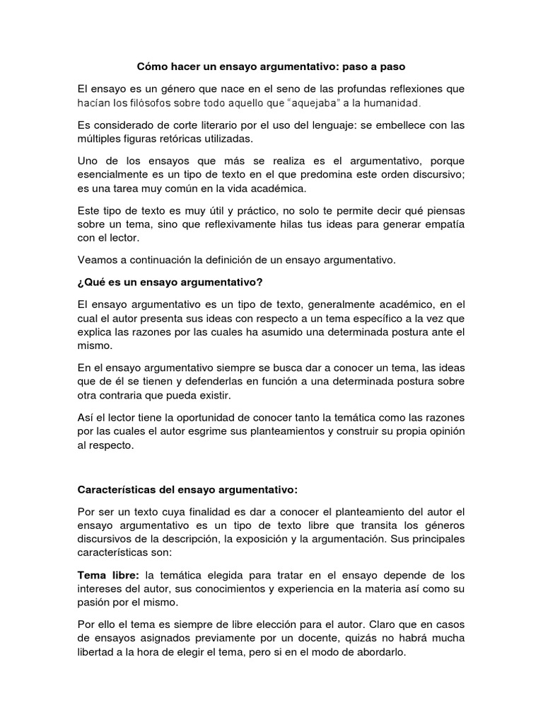 Cómo Hacer Un Ensayo Argumentativo | PDF | Ensayos | Autor