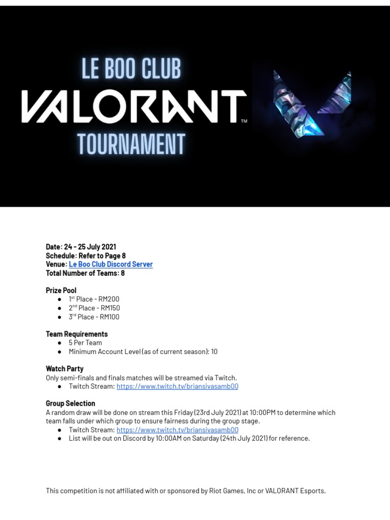 Valorant Tournament | PDF | Entertainment